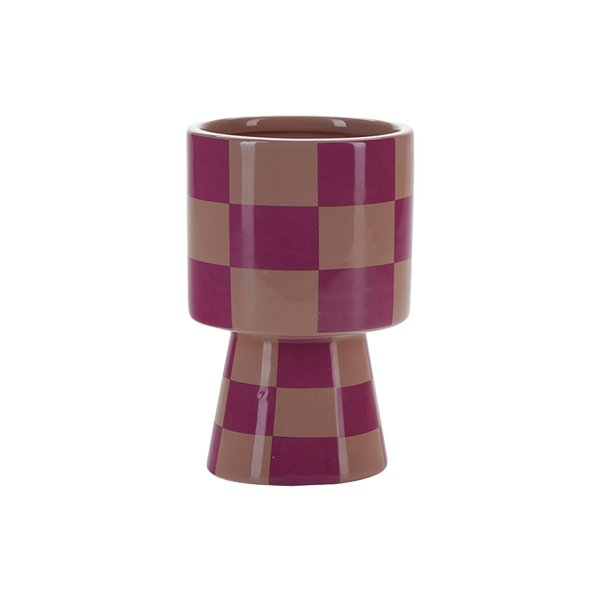 Peach & Pink Checkerboard Vase - Studio Dine